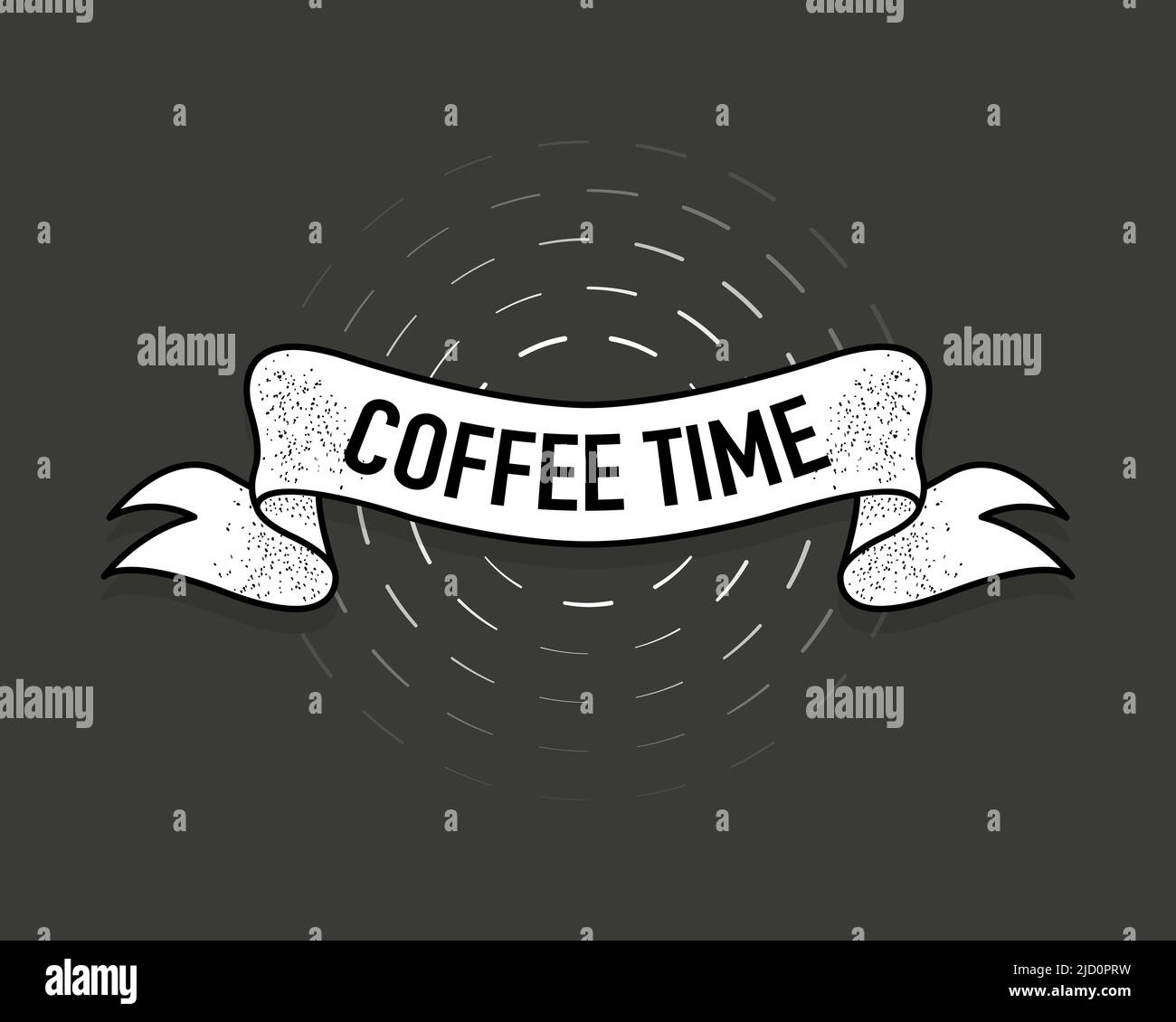 Coffee time vintage ribbon on white background. Vector banner. Vintage ...