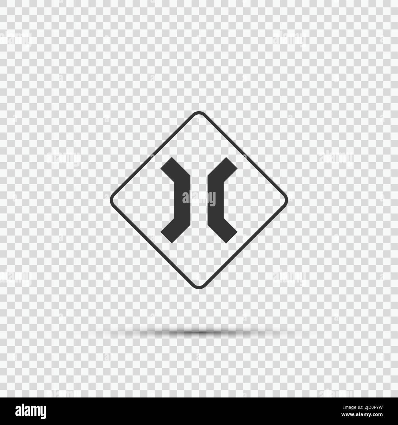 Approaching narrow bridge sign on transparent background,vector ...