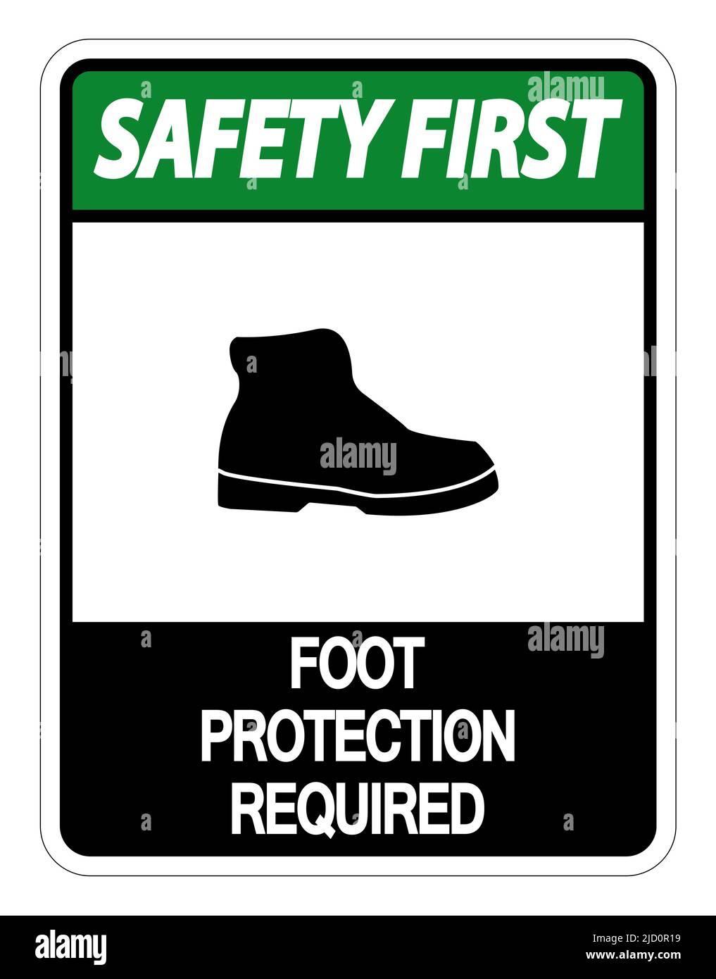 Safety first Foot Protection Required Sign on white background,vector ...