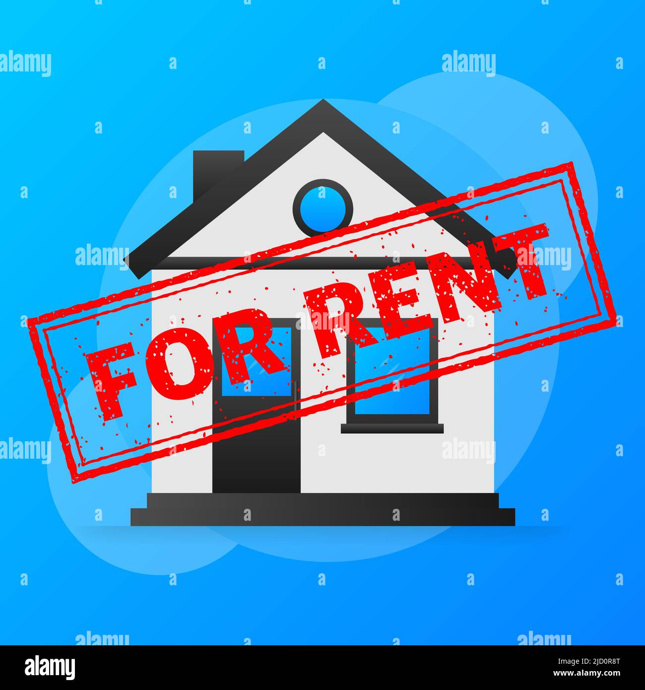 For rent stamp in flat style on red background. Vector flat design ...