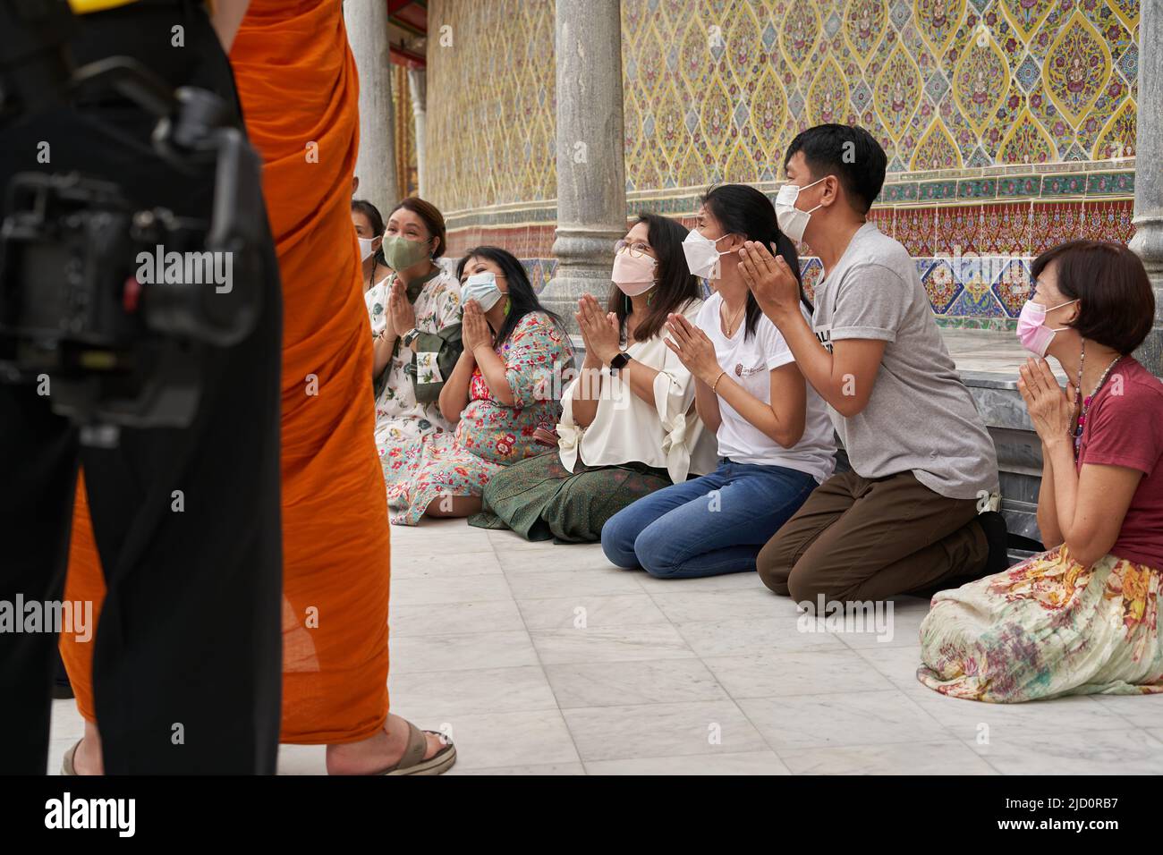 Bangkok Thailand February 16 2022 People On Their Knees Praying