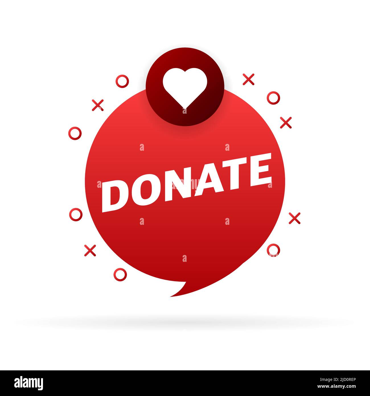 Donate heart red button in flat style. Vector flat illustration Stock ...
