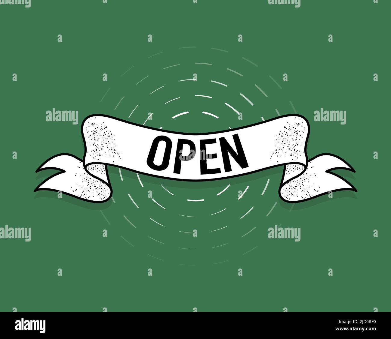 Retro hand drawn ribbon banner with open ribbon vintage. Banner design ...