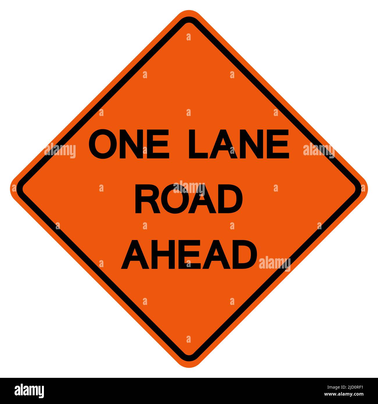 One Lane Road Ahead Traffic Road Symbol Sign Isolate on White ...