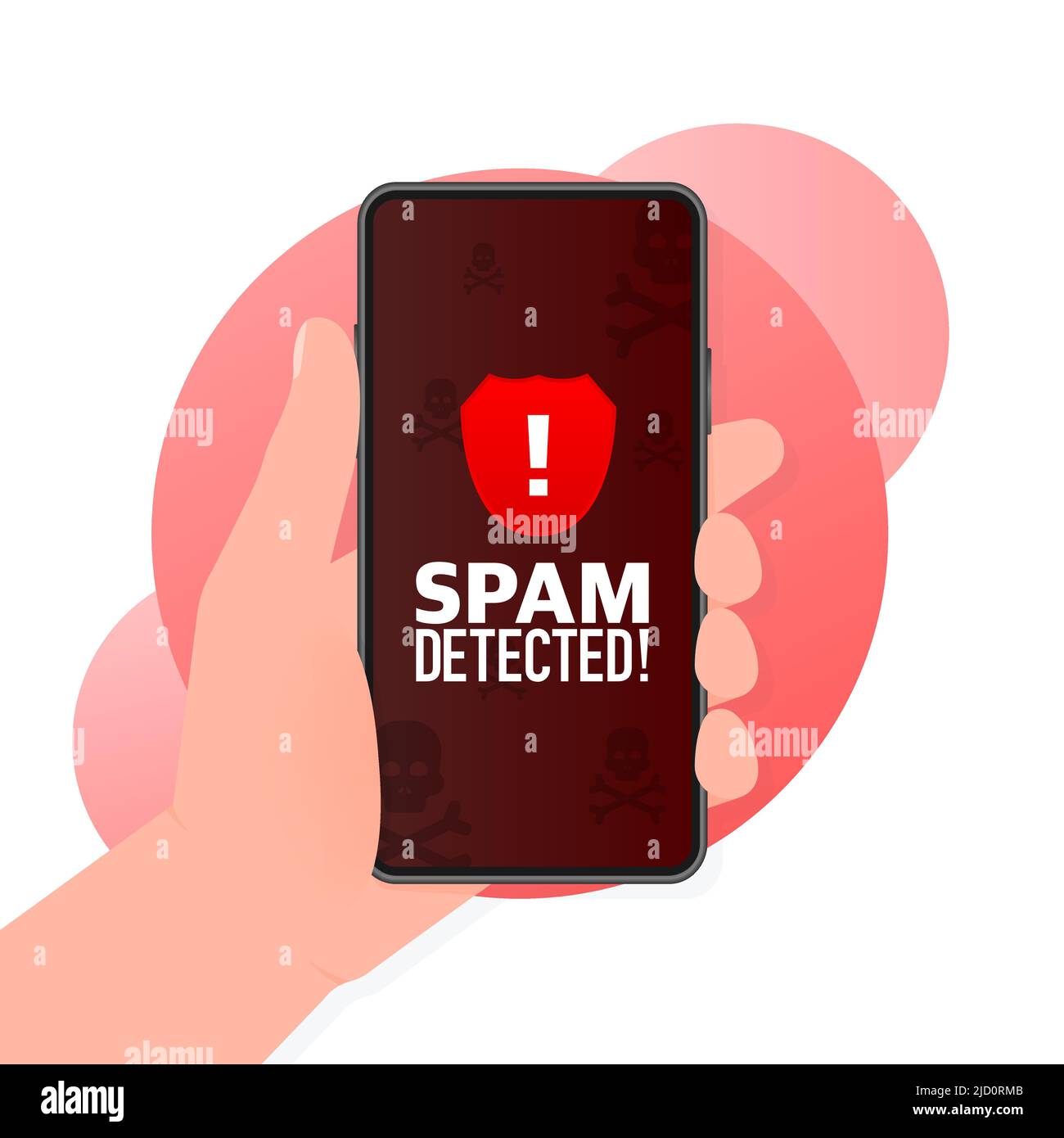 Red spam detected icon. Phishing scam. Hacking concept. Cyber security ...