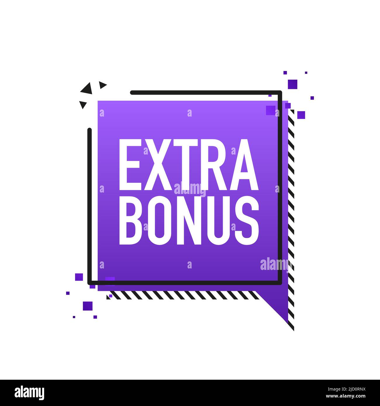 Extra bonus banner. Realistic purple badge. Product advertising. Web ...