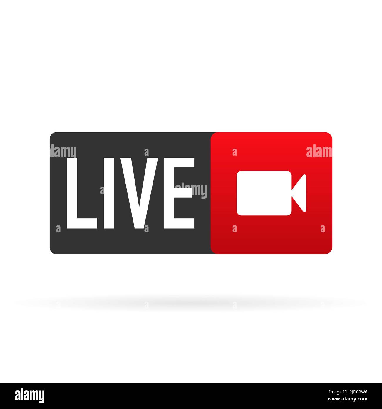 Live logo icon. Red vector design element with play button for news and ...