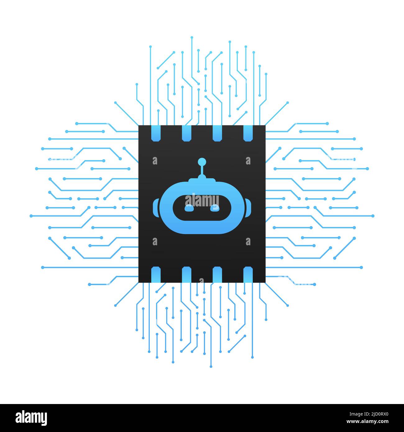 Flat illustration with blue bot. Customer support help service flat ...