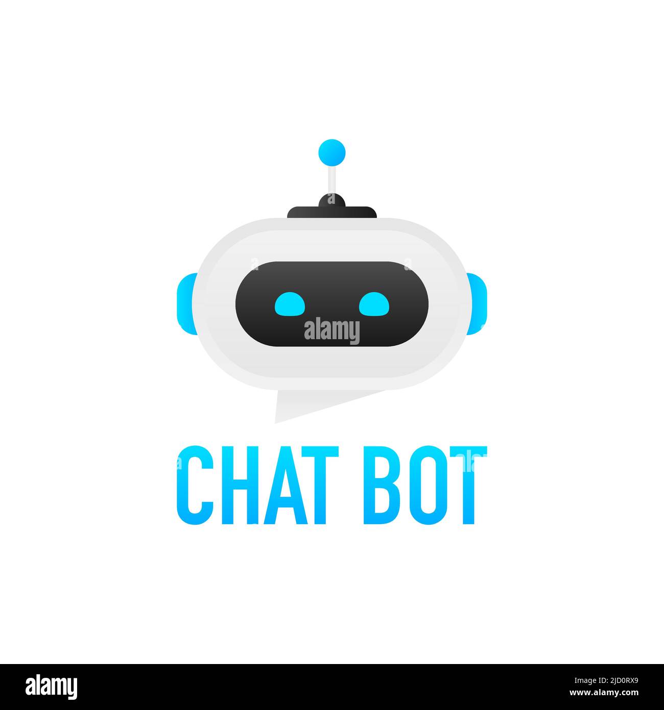 Flat illustration with blue bot. Customer support help service flat ...