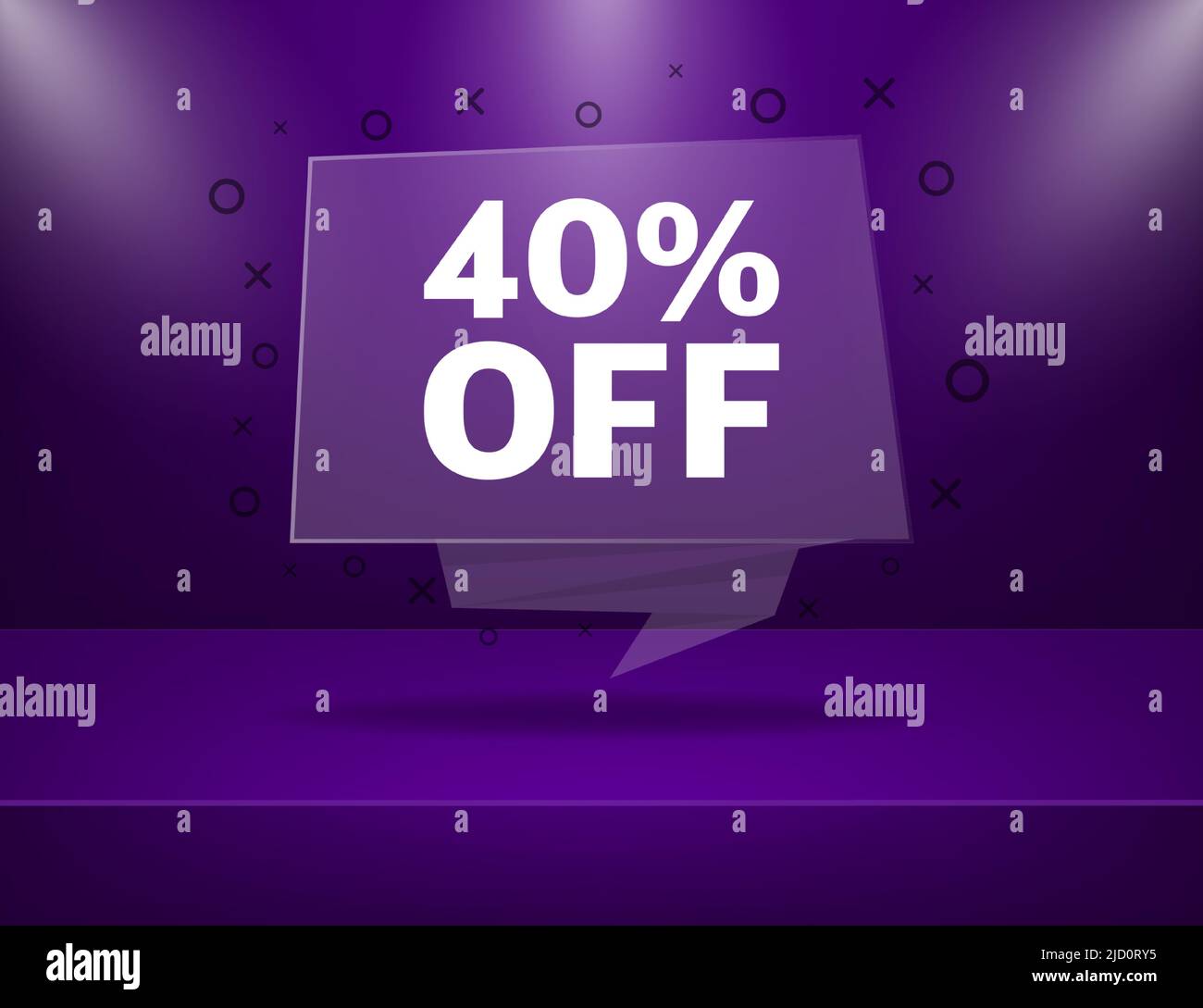 Trendy flat advertising with purple 40 percent discount flat badge for ...