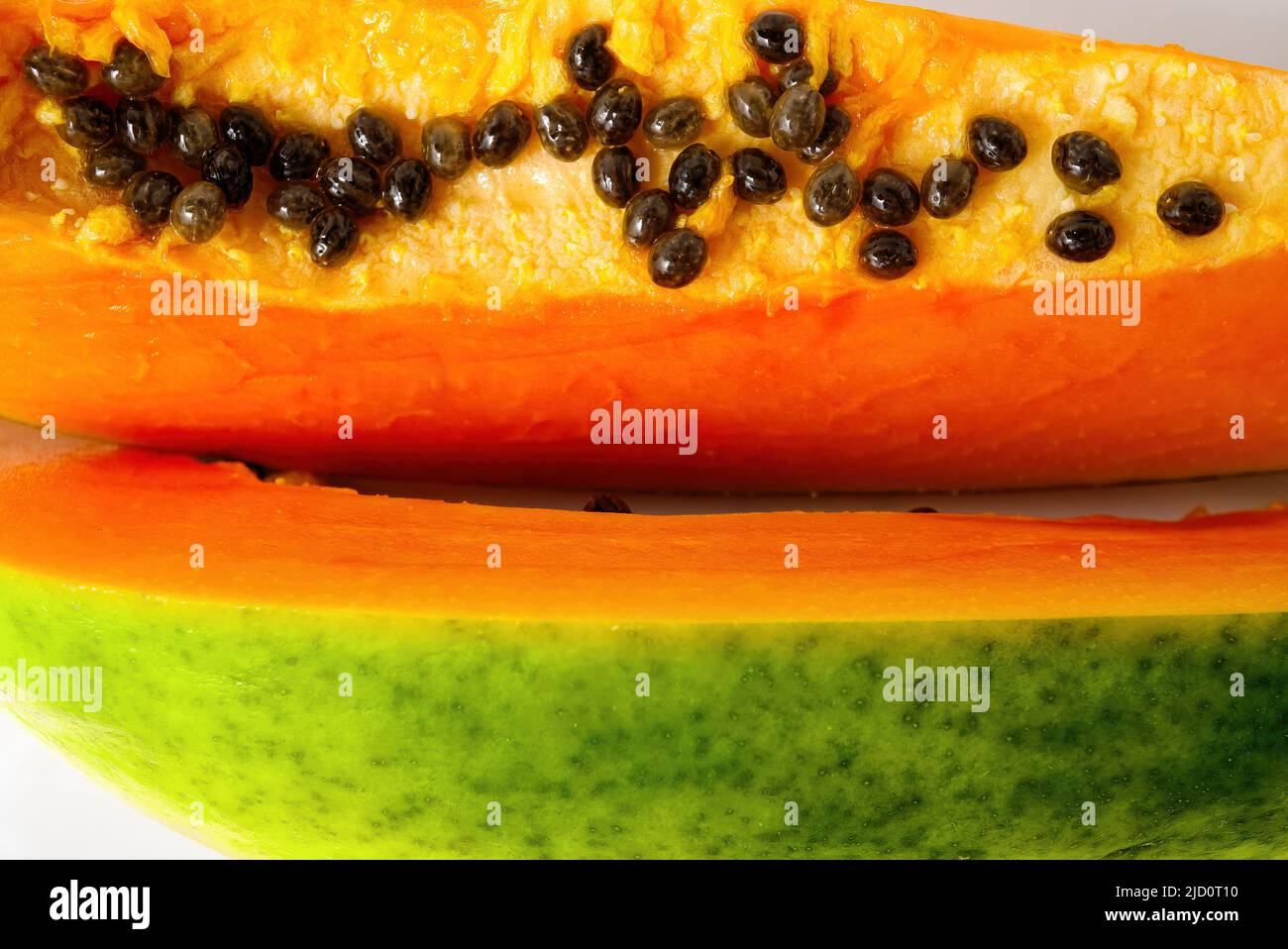 Close up of of ripe papaya. View of the Inside of a Papaya. Sweet ...