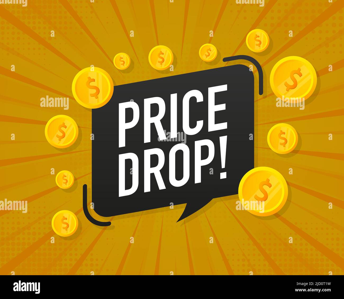 Advertising with flat price drop for banner design. Vector background ...