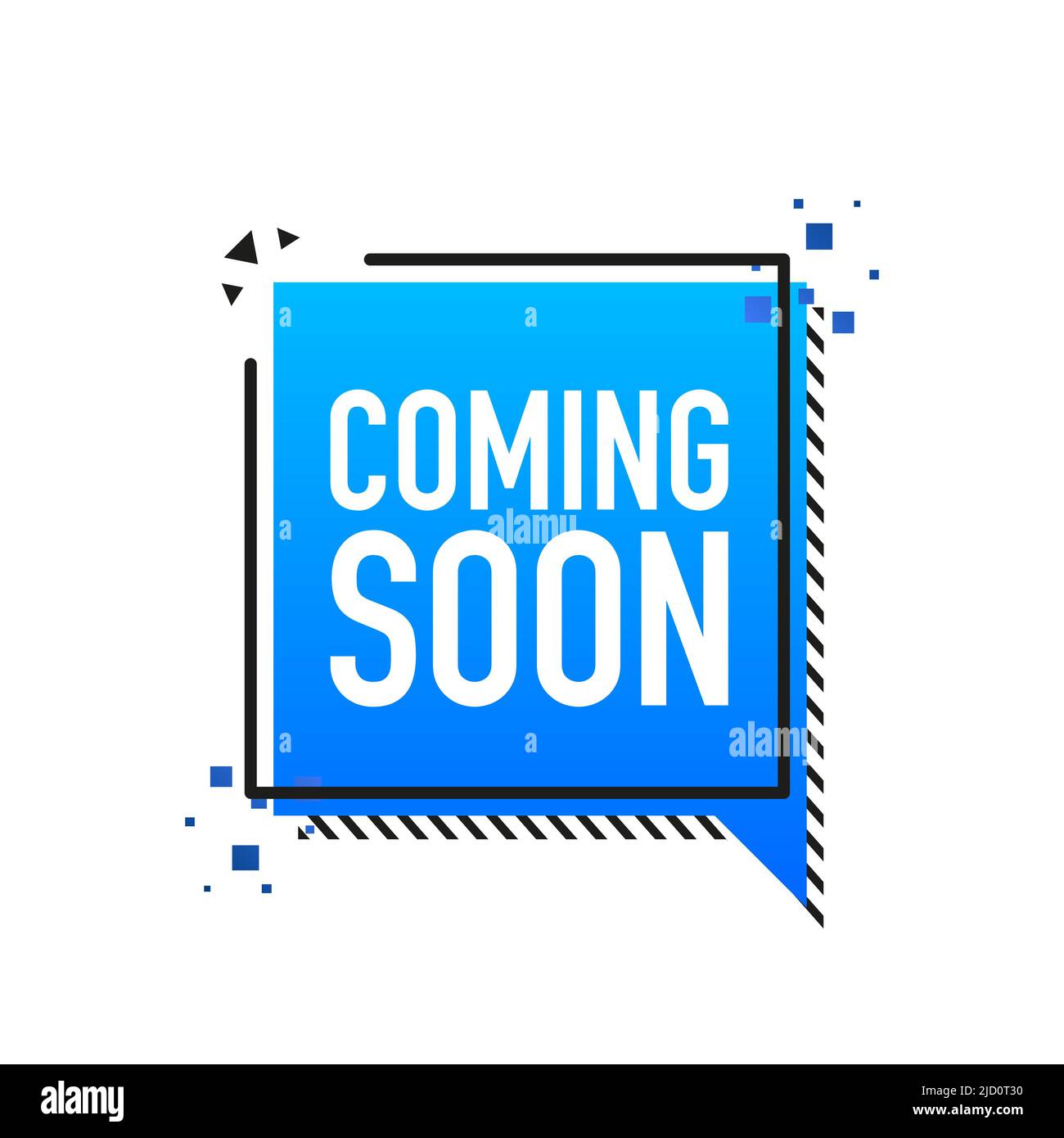 Coming soon flat banner on blue background. Vector illustration Stock ...