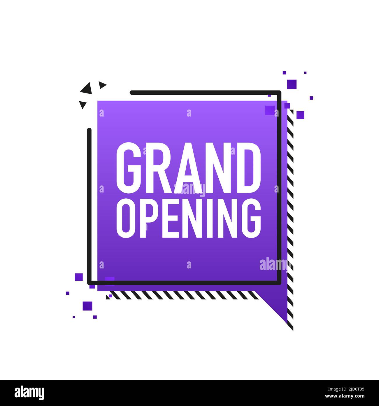 Grand opening purple banner in flat style on red background. Vector ...