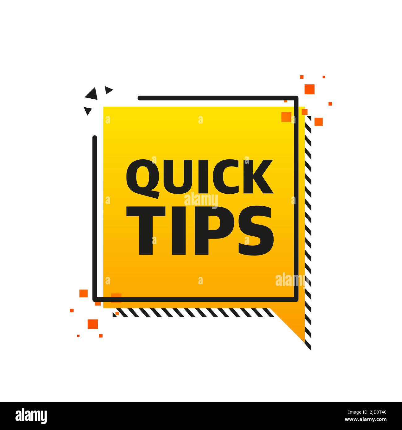 Quick tips yellow banner in 3D style on white background. Vector ...