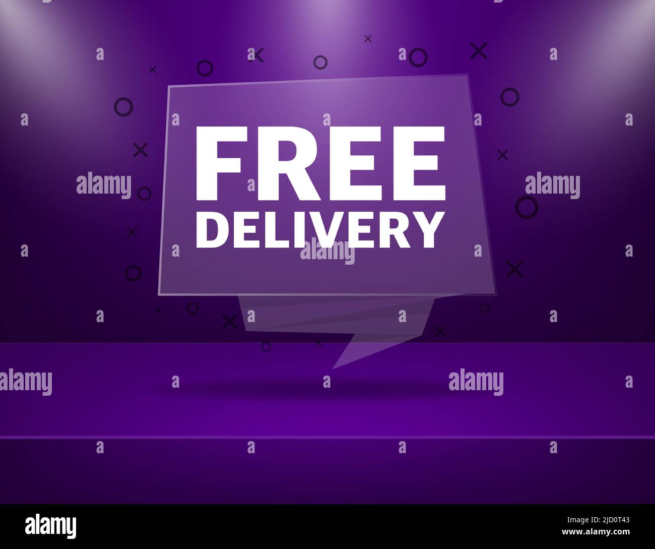 Free delivery service badge. Fast time delivery order on purple ...