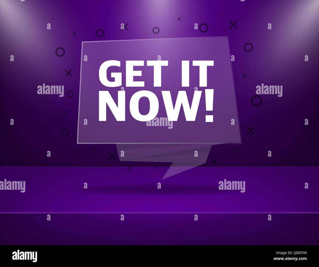 Purple button with get it now. Vector illustration isolated Stock ...
