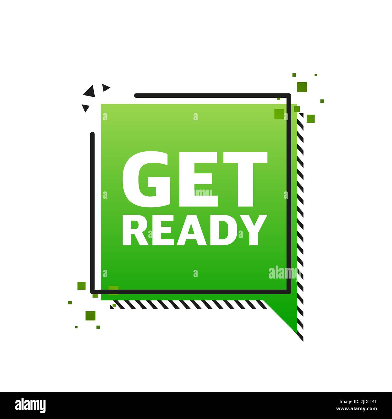 Flat green banner with get ready sign. Vector illustration Stock Vector ...