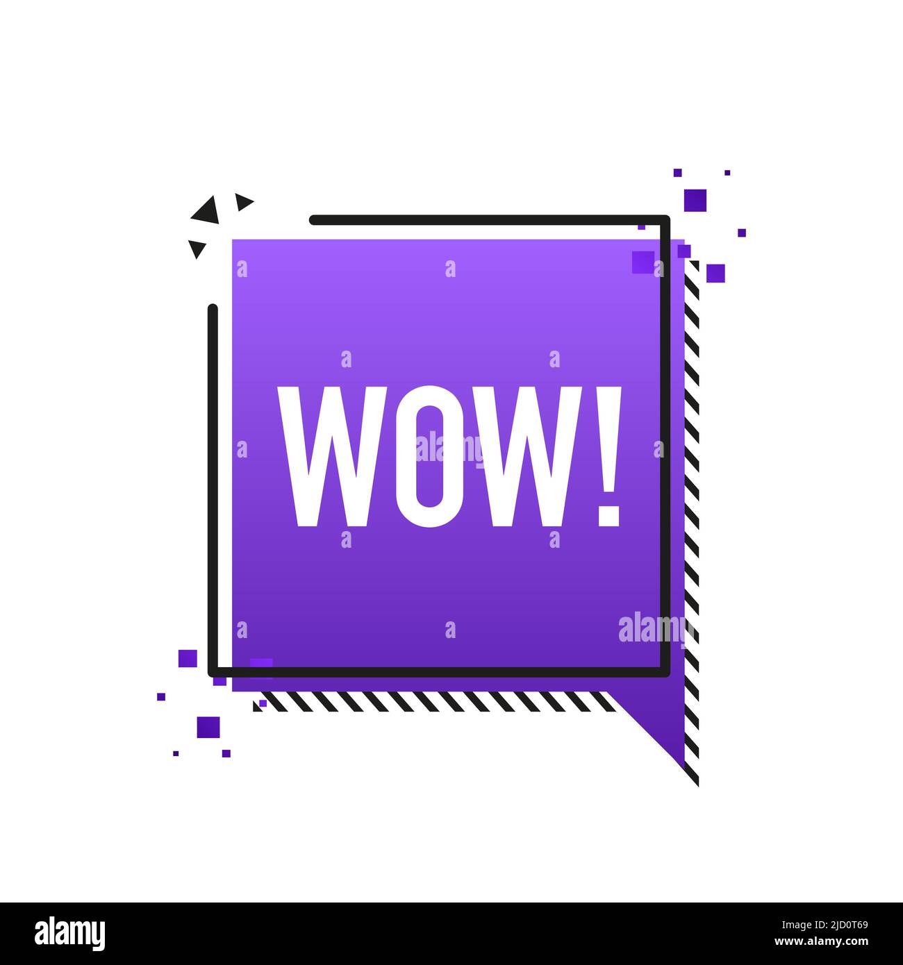 Flat style purple banner with wow sign. Vector illustration Stock ...