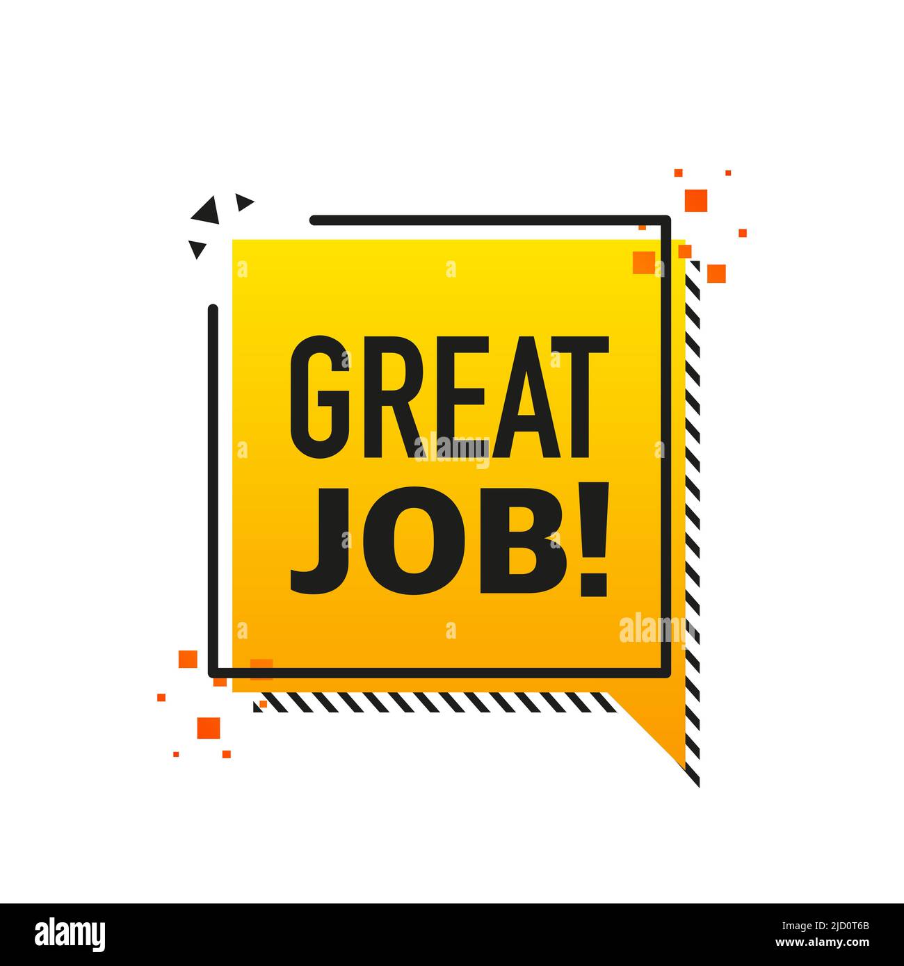 Great job yellow banner in 3D style on white background. Vector ...