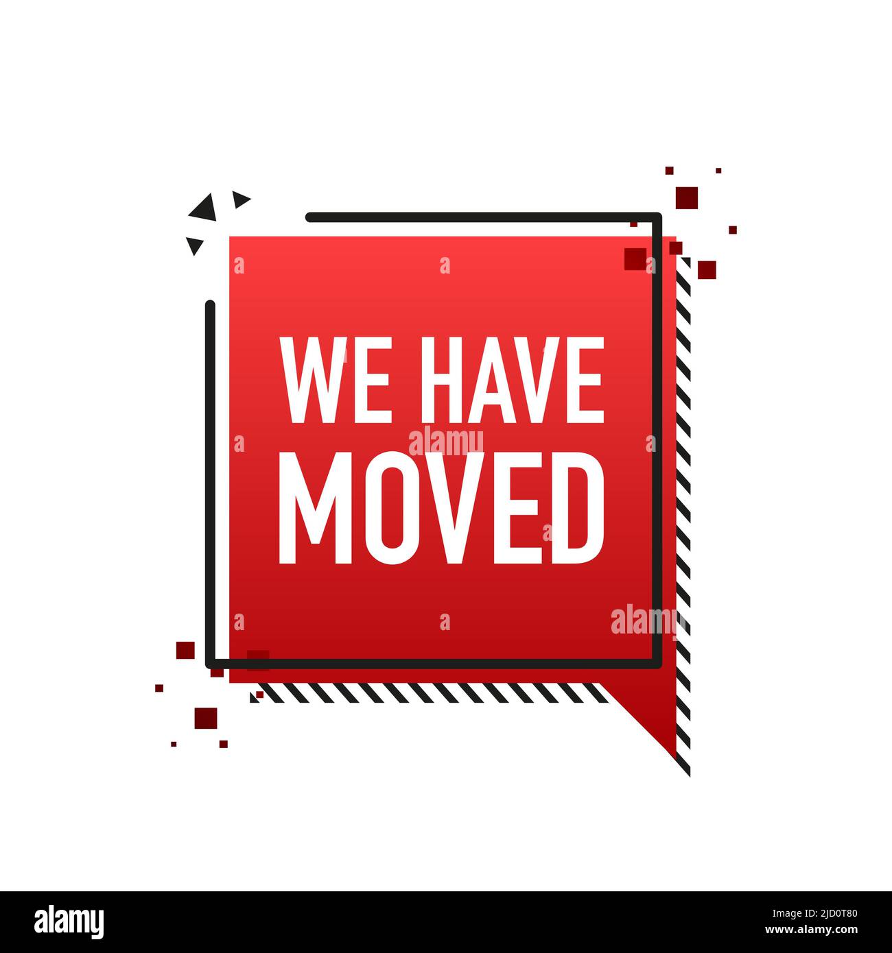 We have moved. Flat badge vector illustration on white background Stock ...