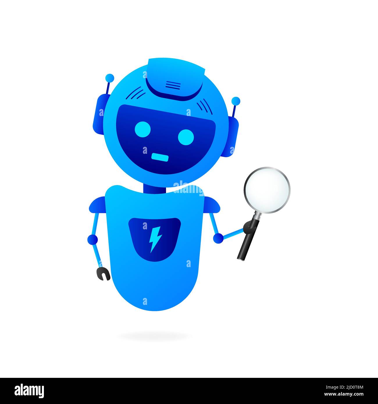Flat illustration with blue bot. Customer support help service flat ...