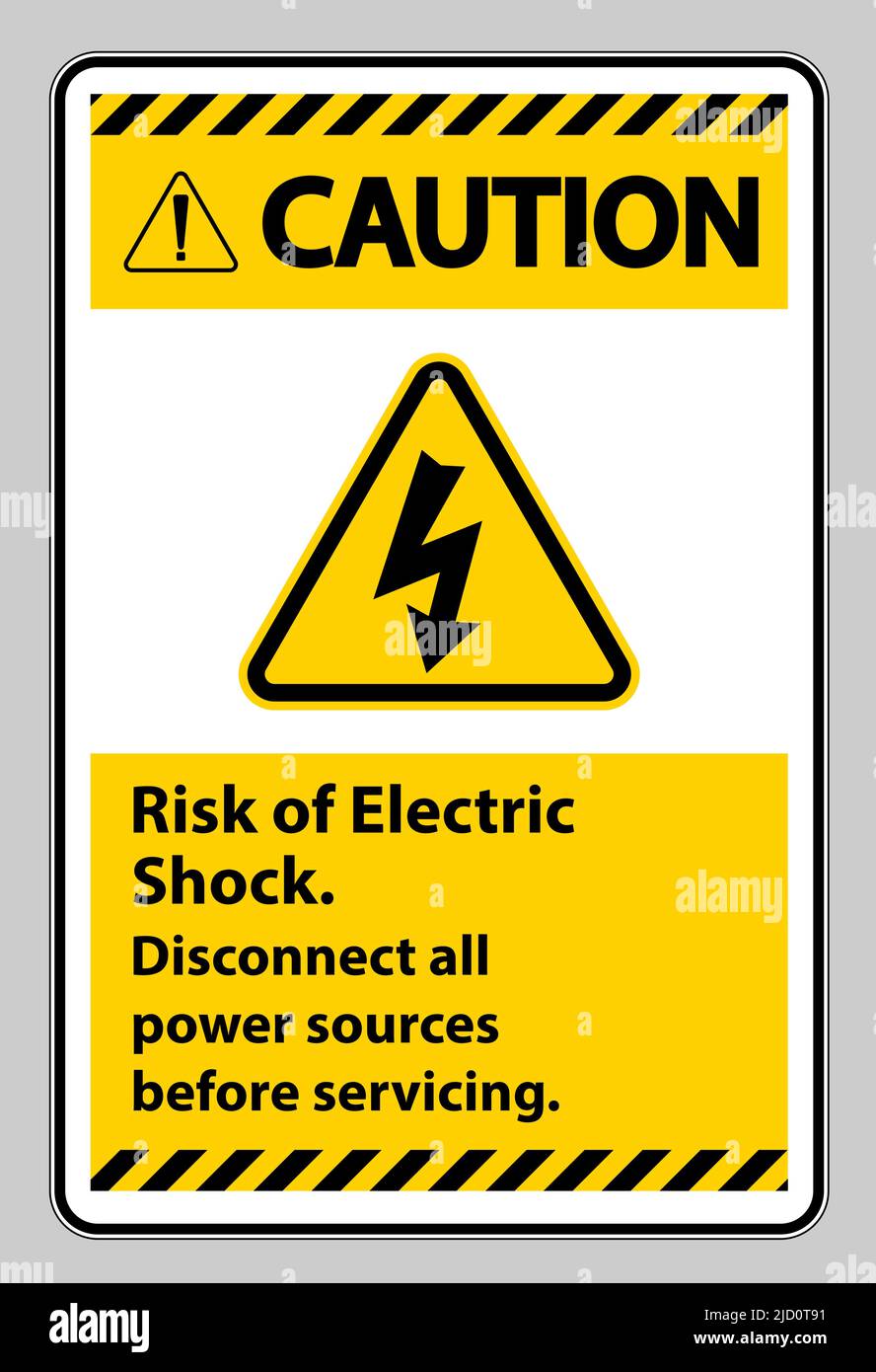 Caution Risk of electric shock Symbol Sign Isolate on White Background ...
