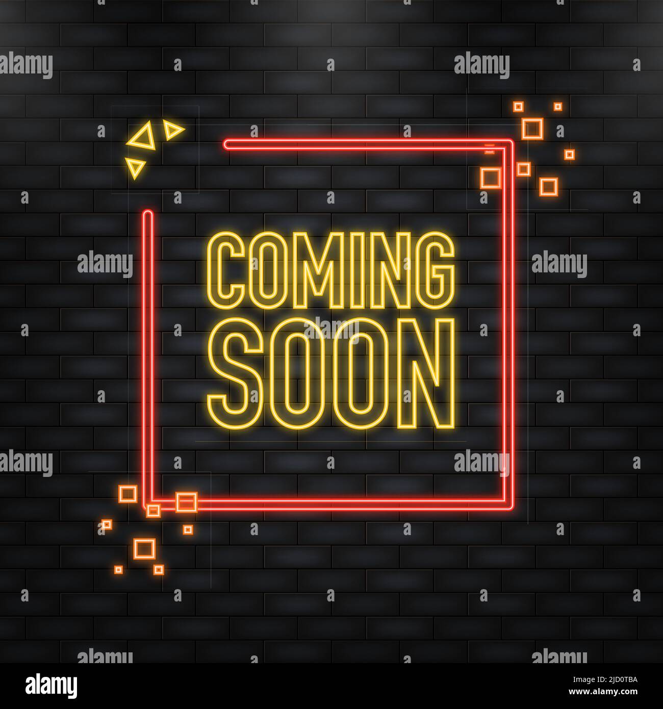 Coming soon megaphone yellow banner in 3D style on white background ...