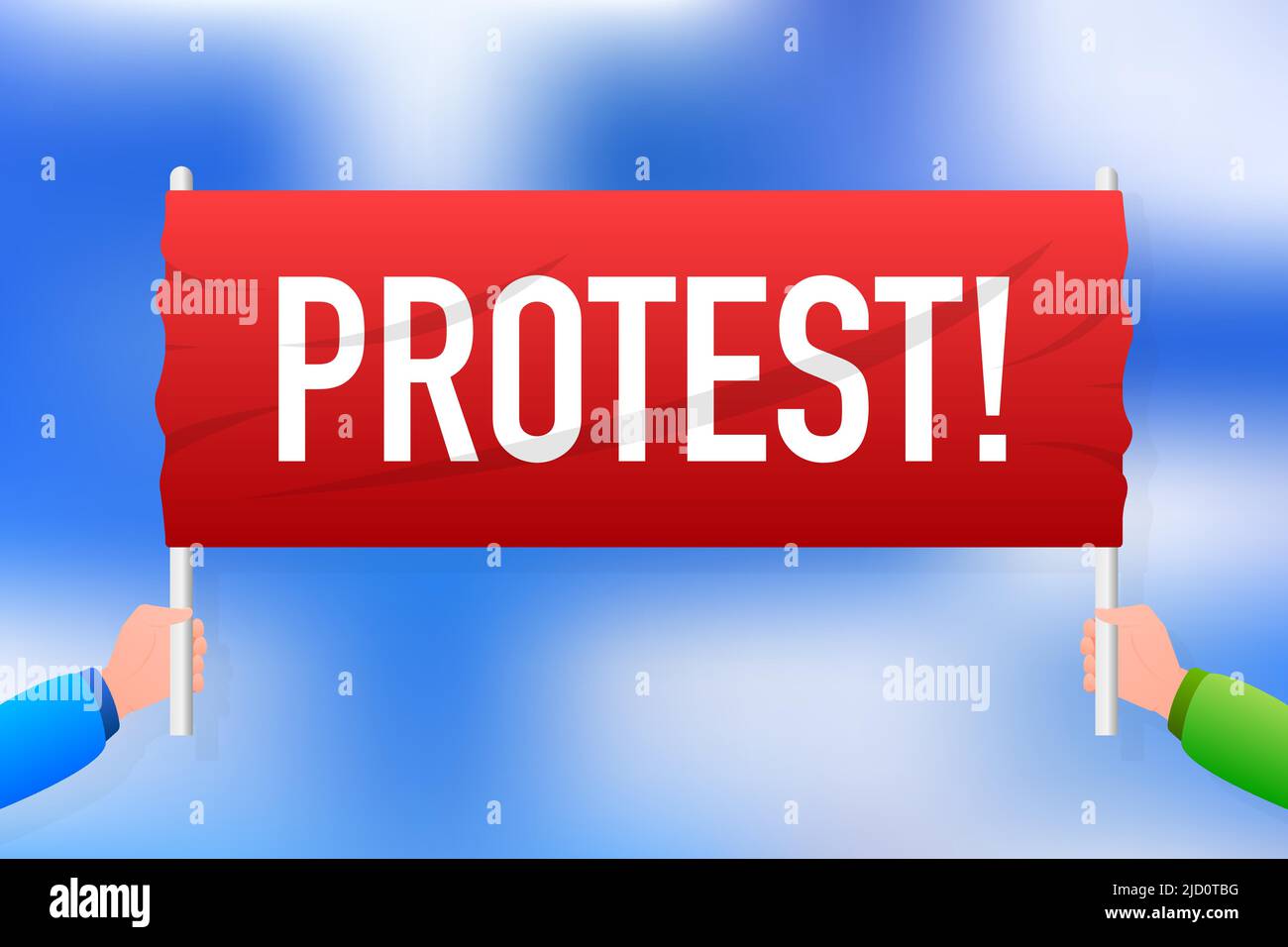 Protest realistic red table on blue background. Vector illustration ...