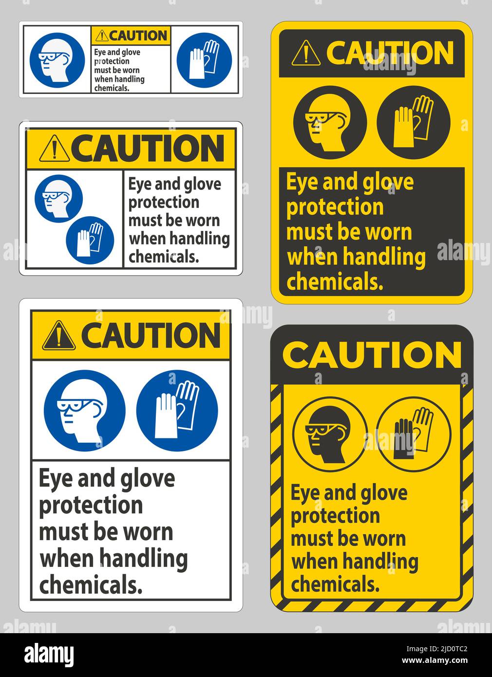 Caution Sign Eye And Glove Protection Must Be Worn When Handling Chemicals Stock Vector Image ...