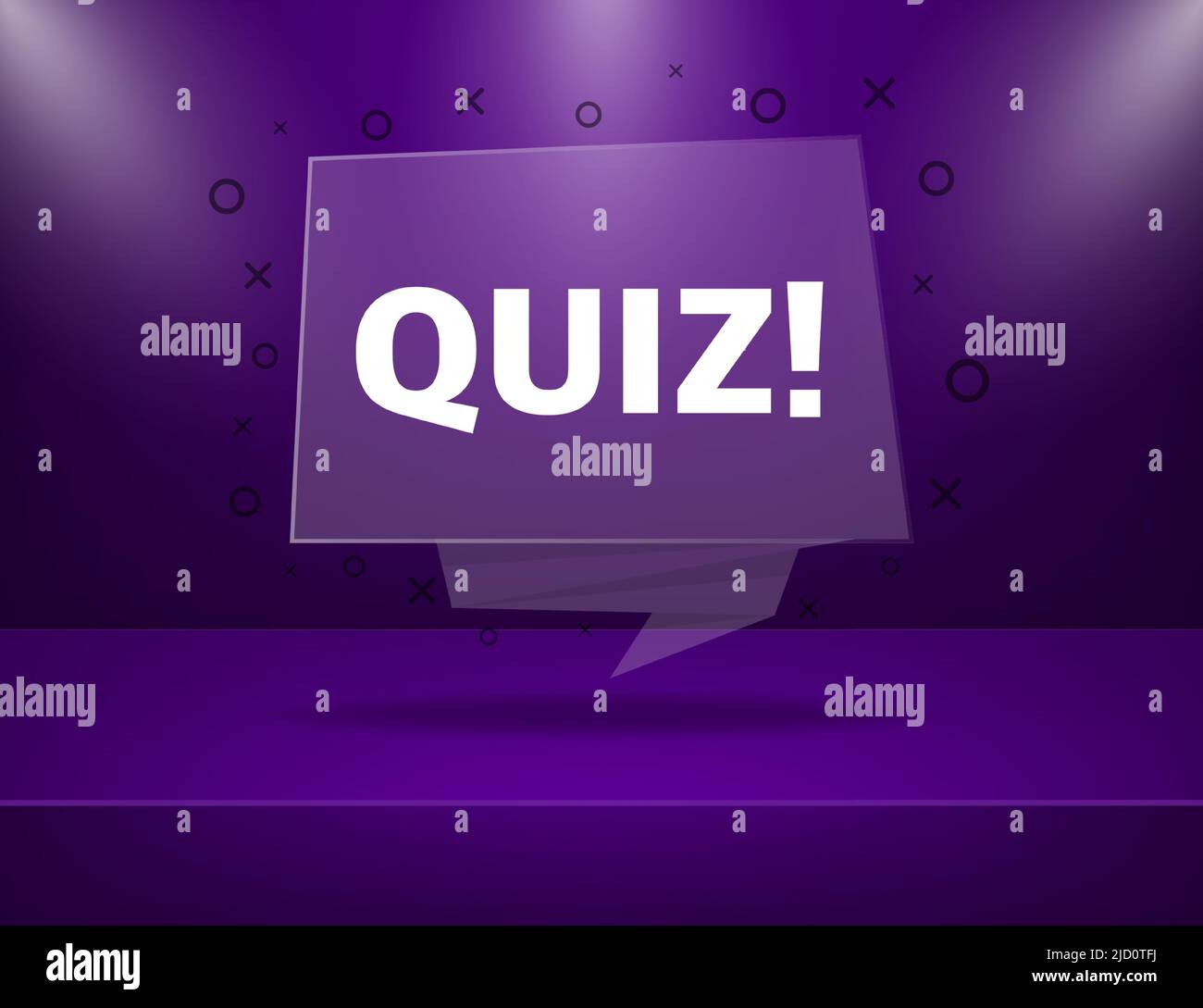 Quiz purple banner in 3D style on white background. Vector illustration ...