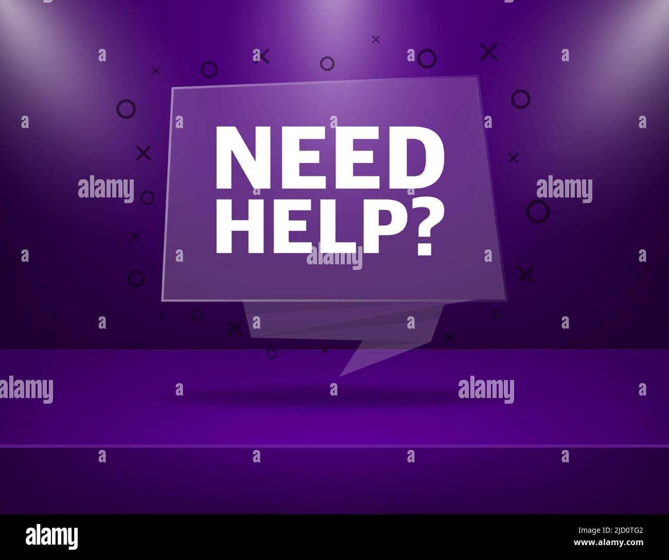 Need Help purple banner in 3D style on white background. Vector ...