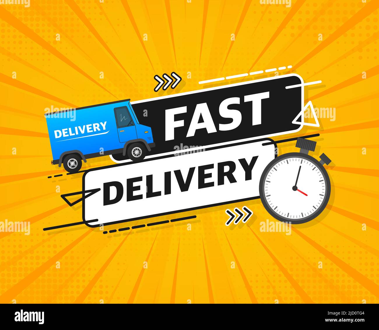 Fast delivery service badge. Fast time delivery order with stopwatch on ...