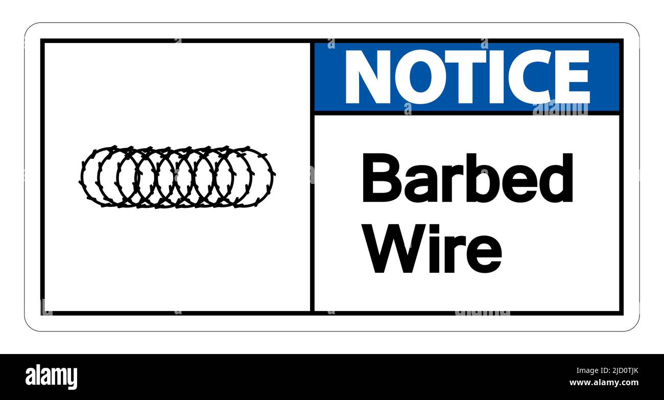 Notice Barbed Wire Symbol Sign On White Background,Vector Illustration ...