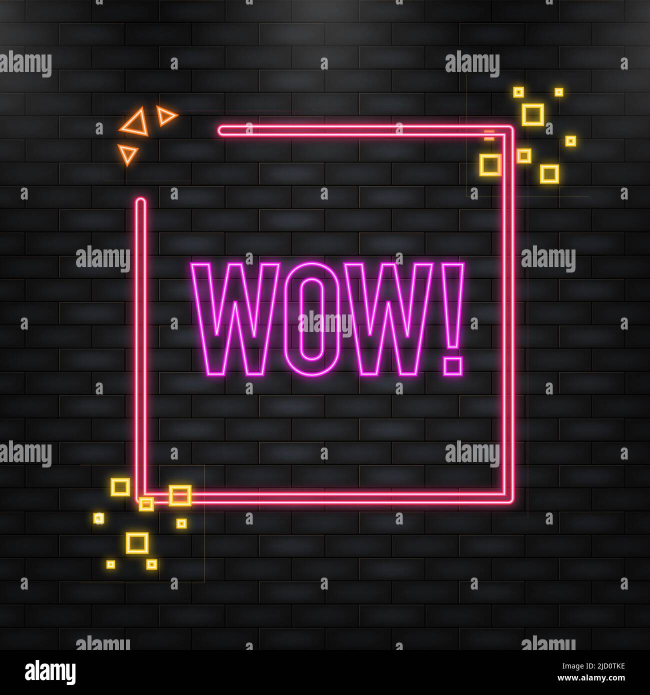 Flat style purple banner with wow sign. Vector illustration Stock ...