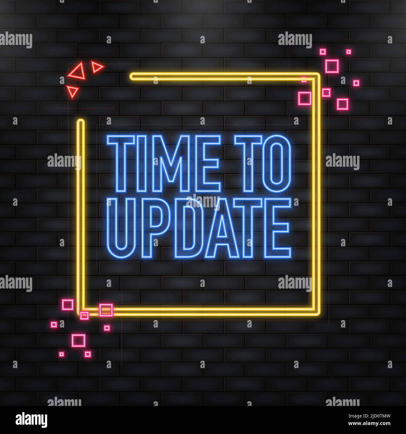 Megaphone blue banner with time to update sign. Vector illustration ...