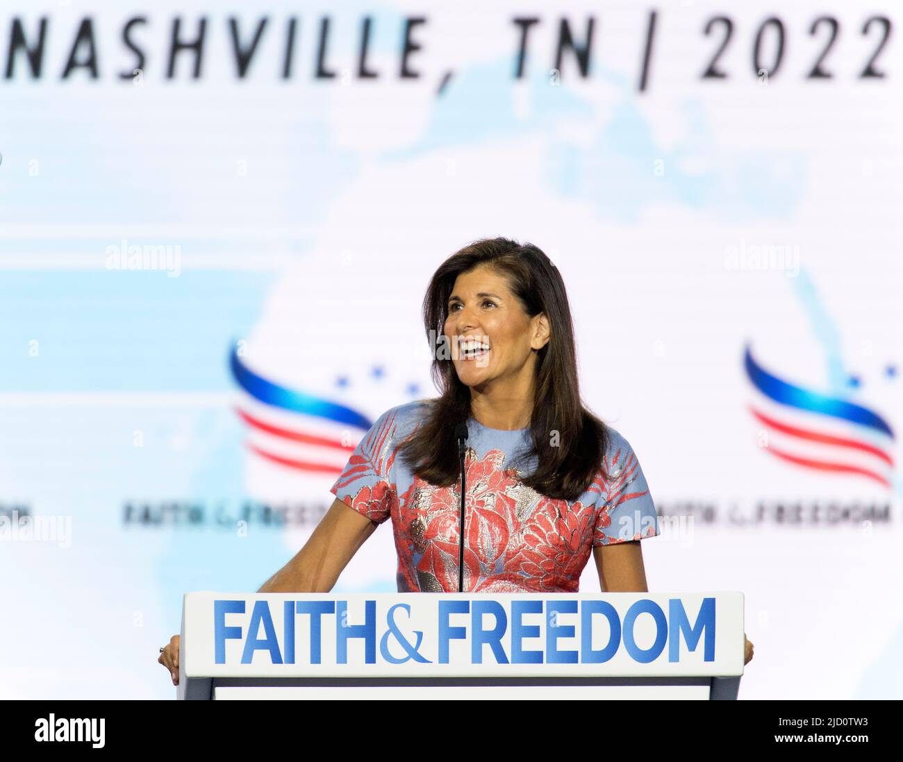 Nashville, Tennessee, USA. 16th June, 2022. NIKKI HALEY gives a keynote ...