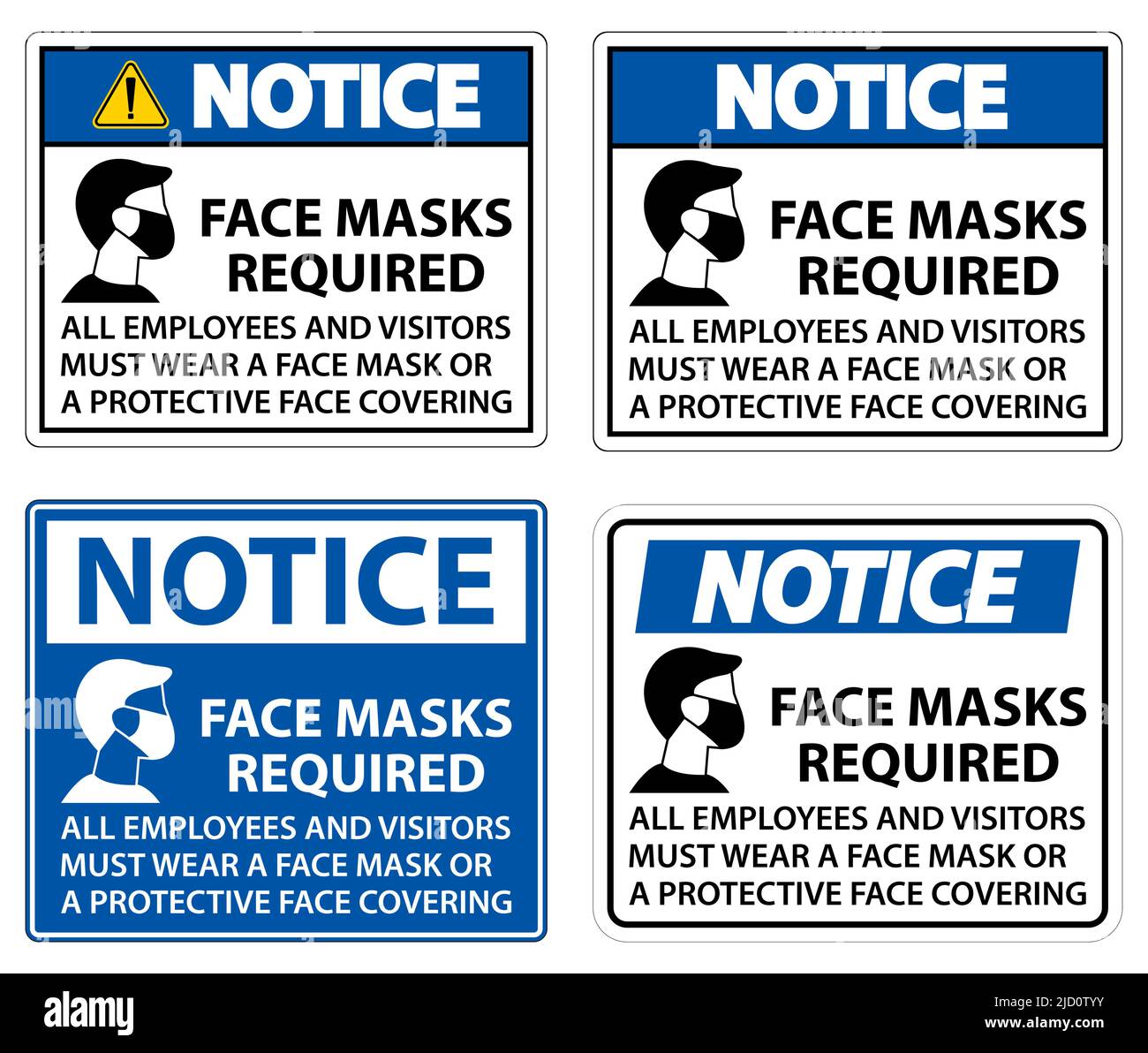 Notice Face Masks Required Sign on white background Stock Vector Image ...