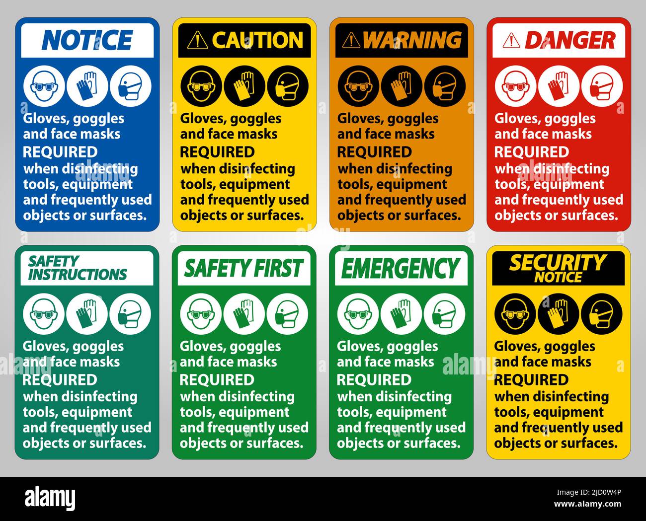 Gloves, Goggles, And Face Masks Required Sign On White Background ...