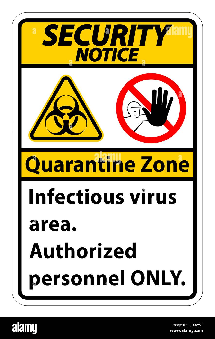 Security Notice Quarantine Infectious Virus Area sign on white ...