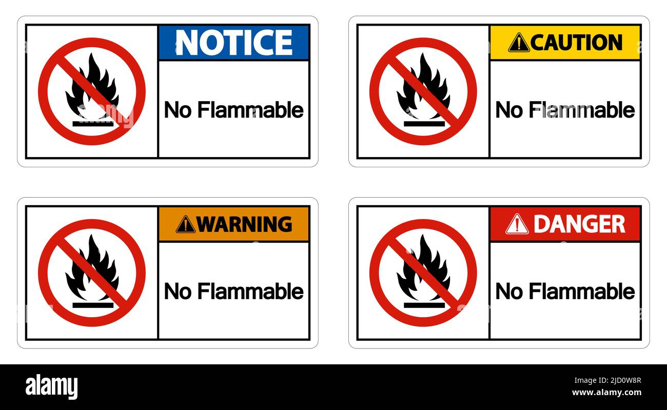 Warning No Flammable Symbol Sign On White Background Stock Vector Image ...