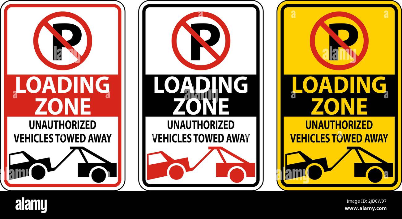 No Parking Loading Zone Sign On White Background Stock Vector Image ...