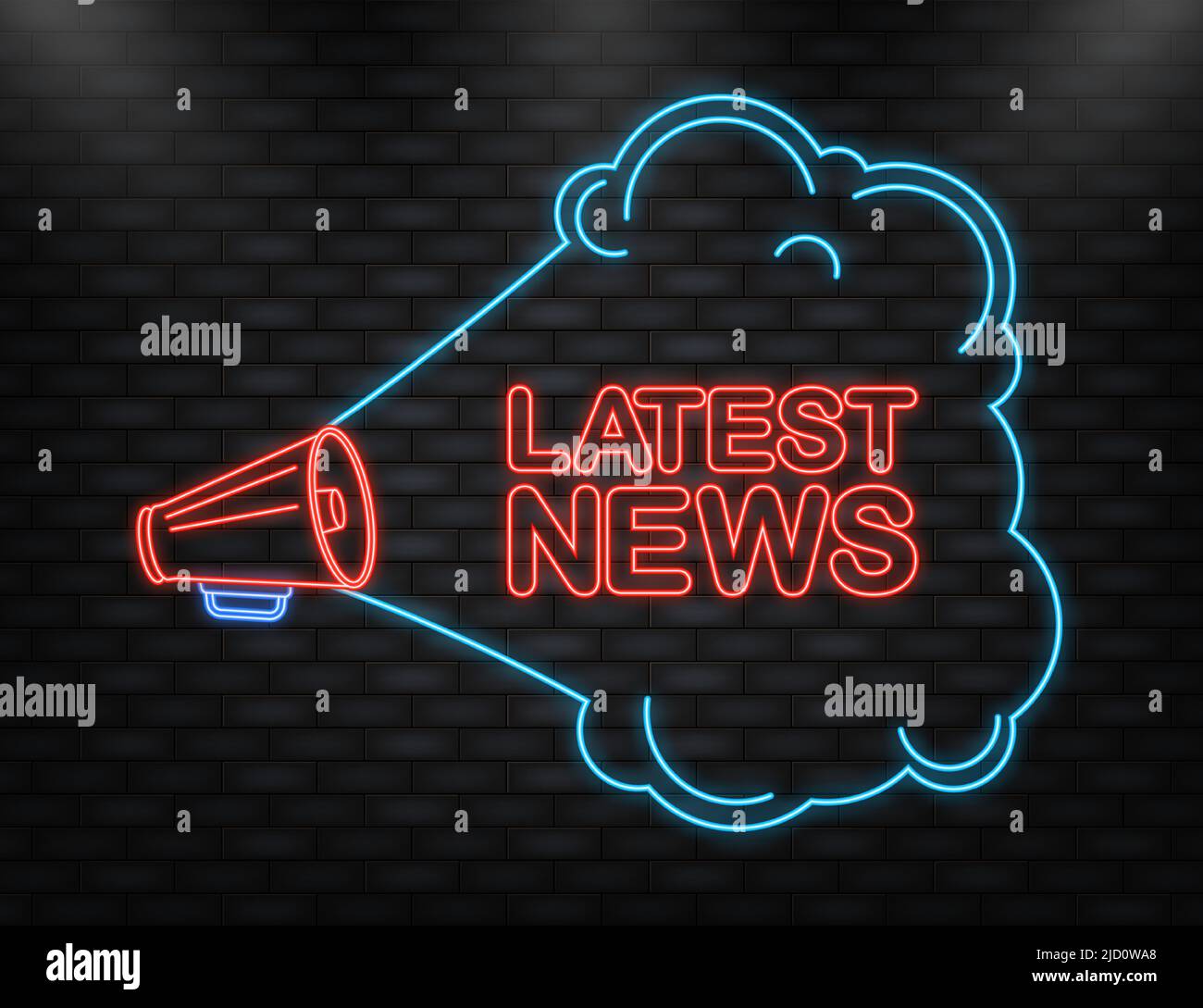 Megaphone yellow banner with latest news sign. Vector illustration ...