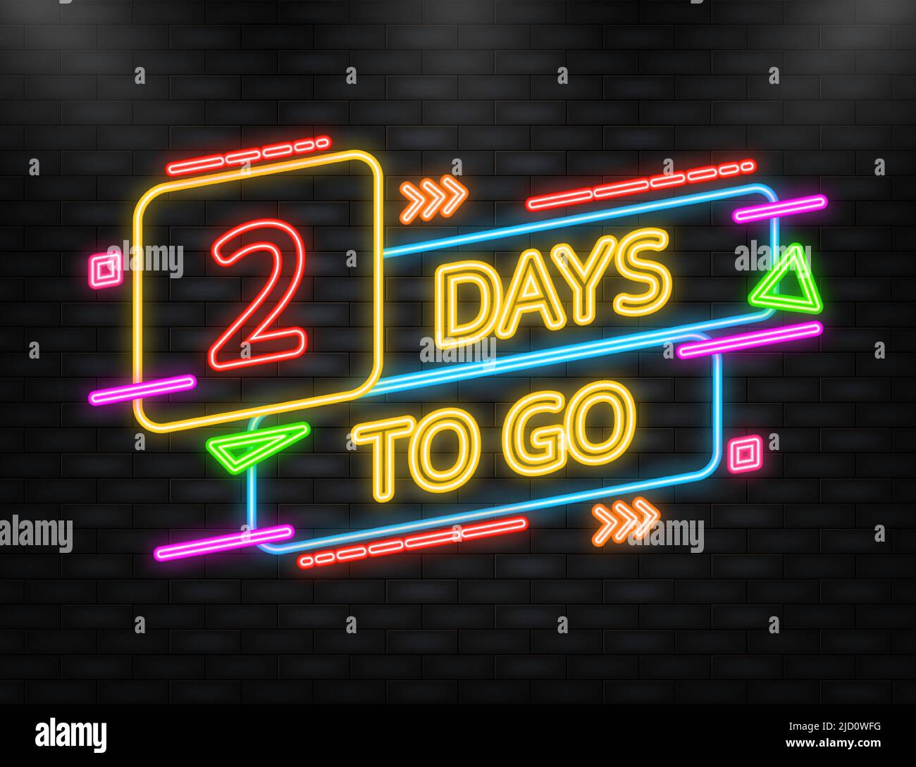 Neon Icon. 2 Days to go poster in flat style. Vector illustration for ...