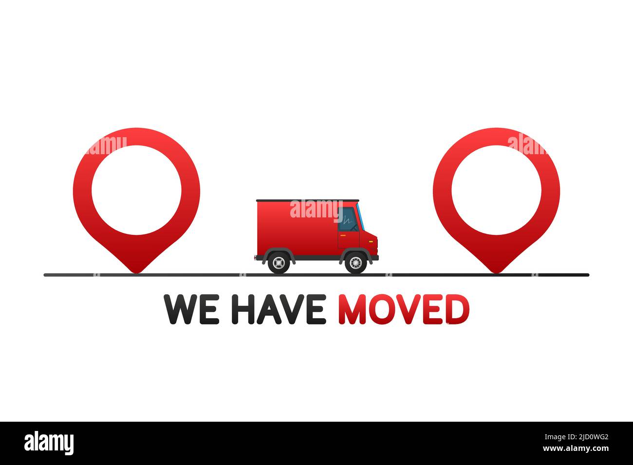 We have moved. Flat badge vector illustration on white background Stock ...