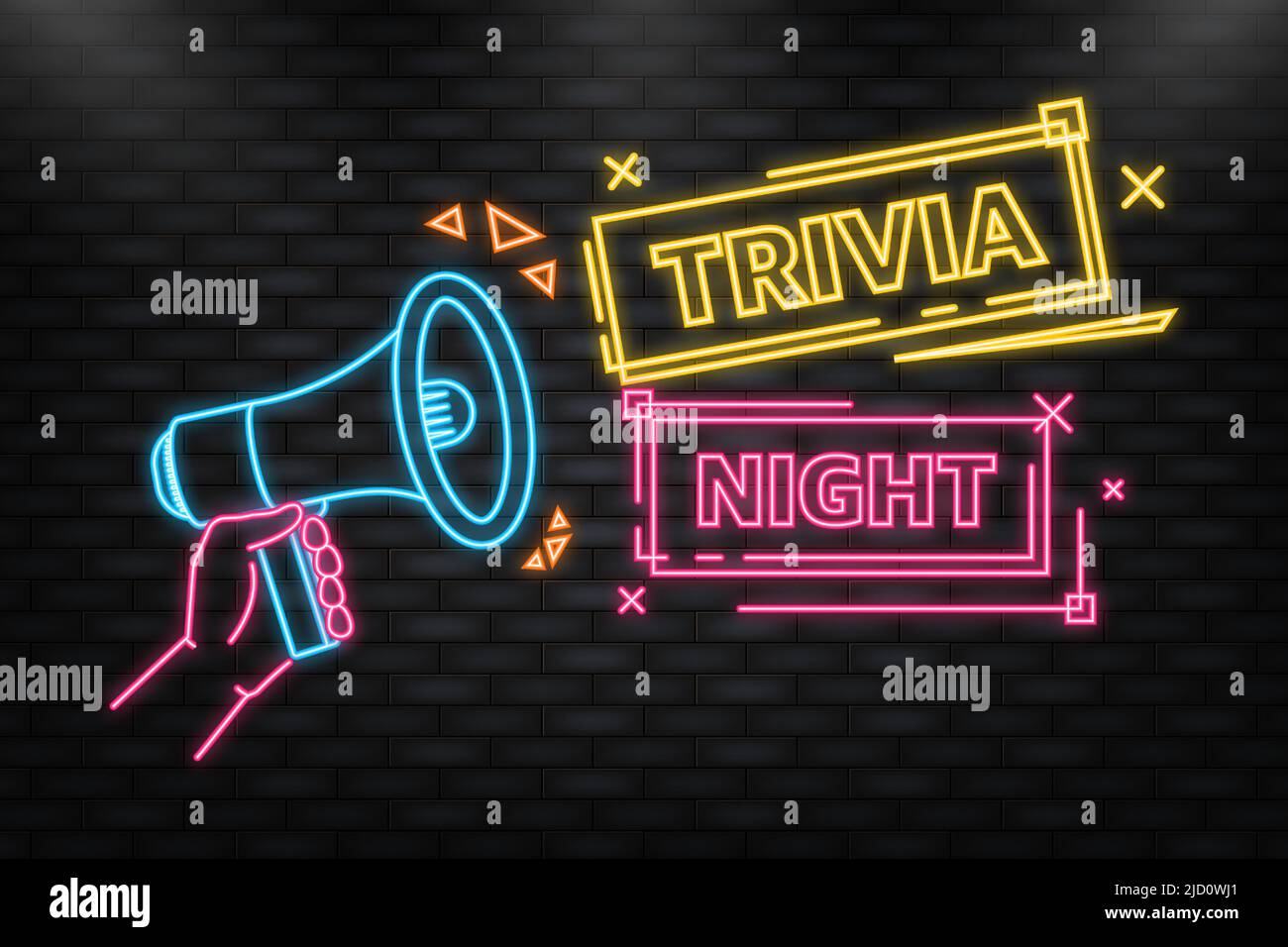 Neon Icon. Trivia night banner in flat style. Vector illustration Stock ...