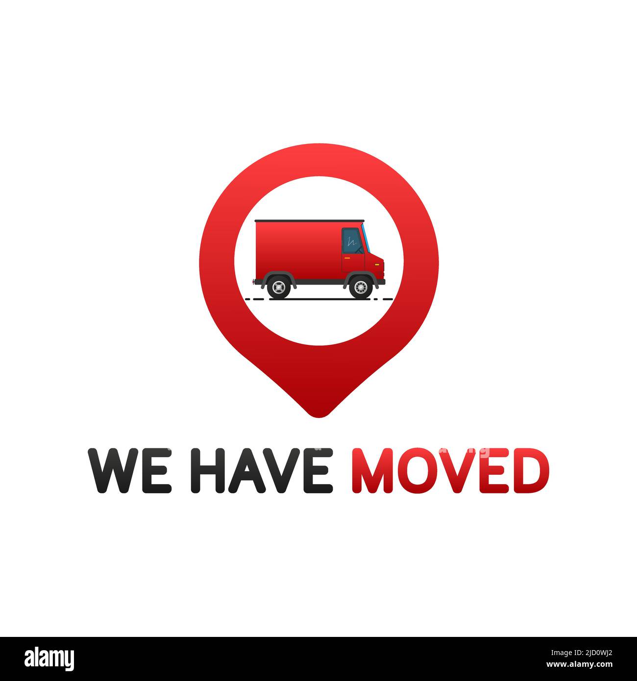 We have moved. Flat badge vector illustration on white background Stock ...