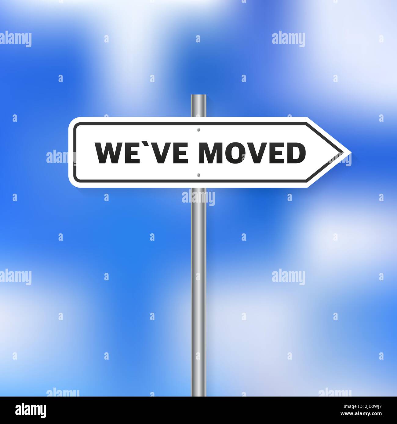 We have moved. Flat badge vector illustration on white background Stock ...