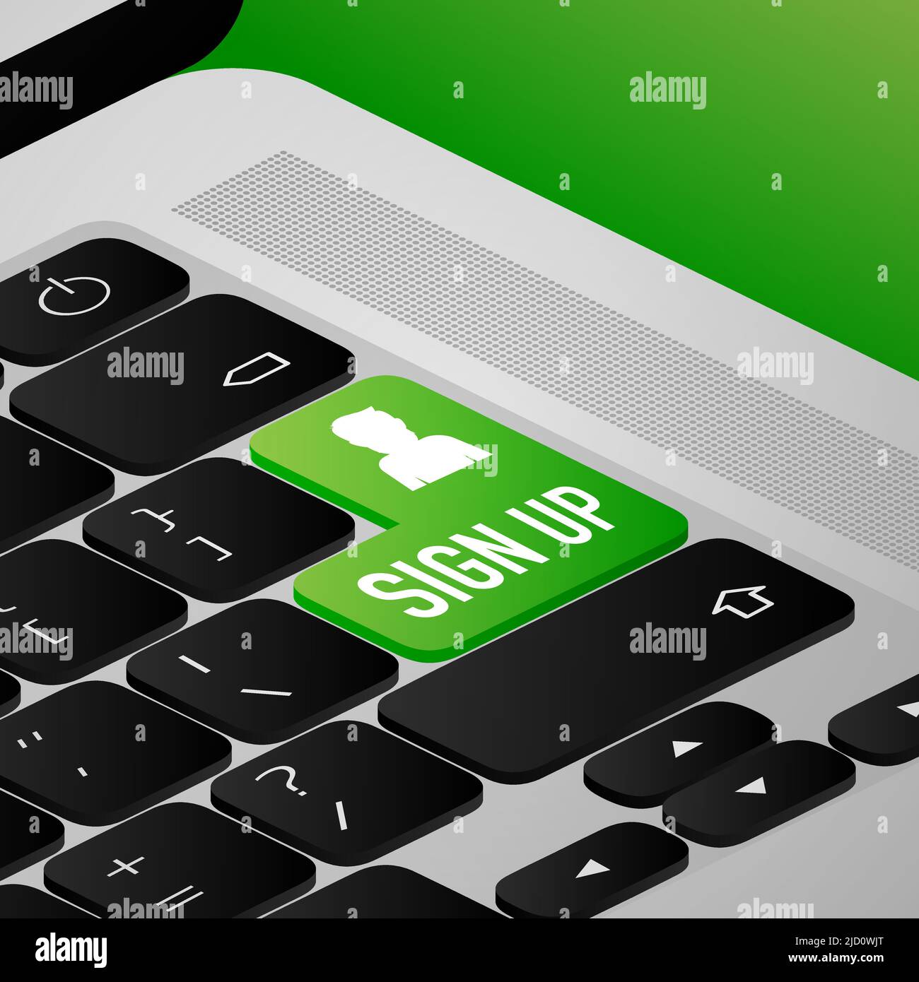 Icon with green sign up button on white background for web marketing ...