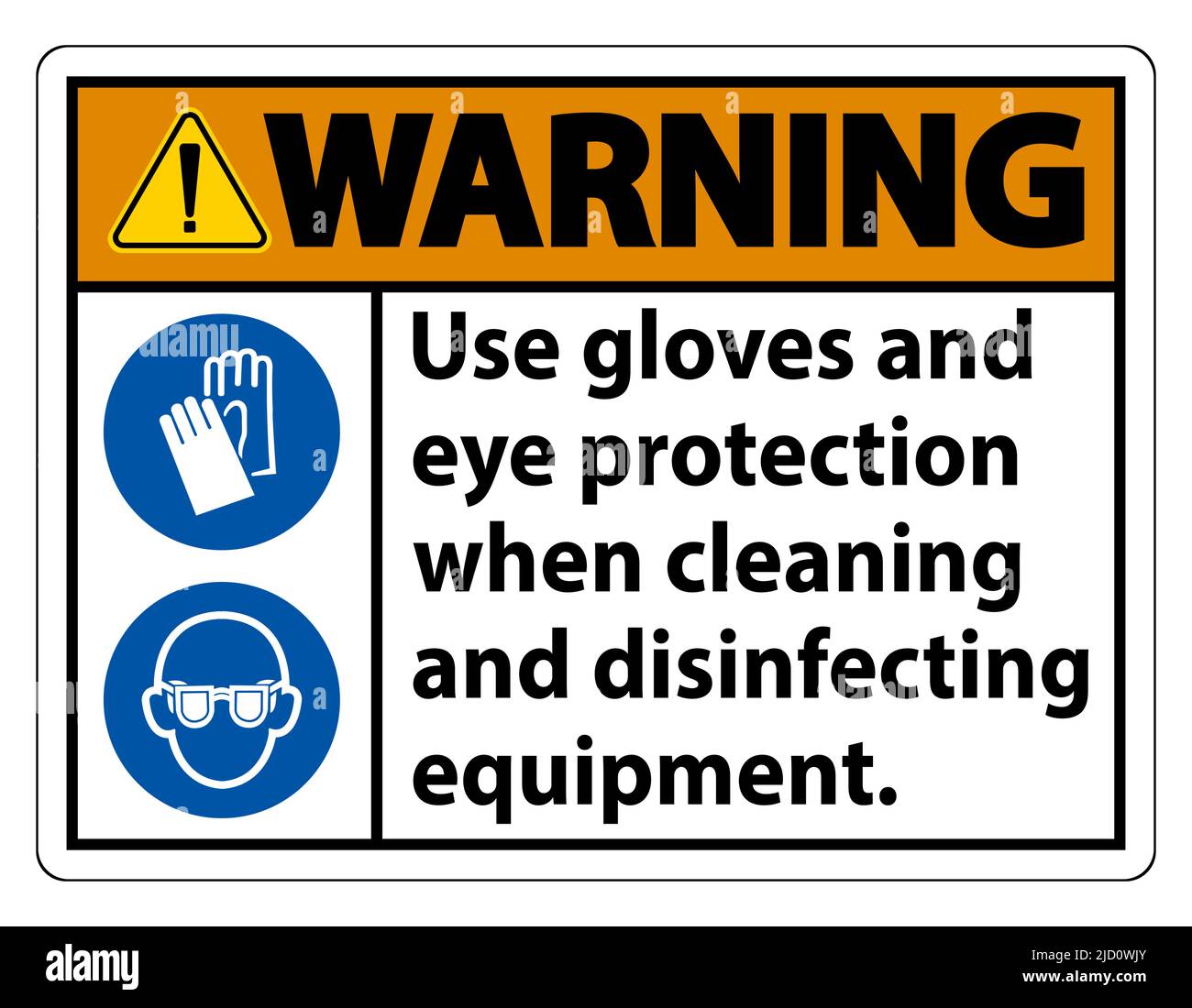 Warning Use Gloves And Eye Protection Sign on white background Stock ...